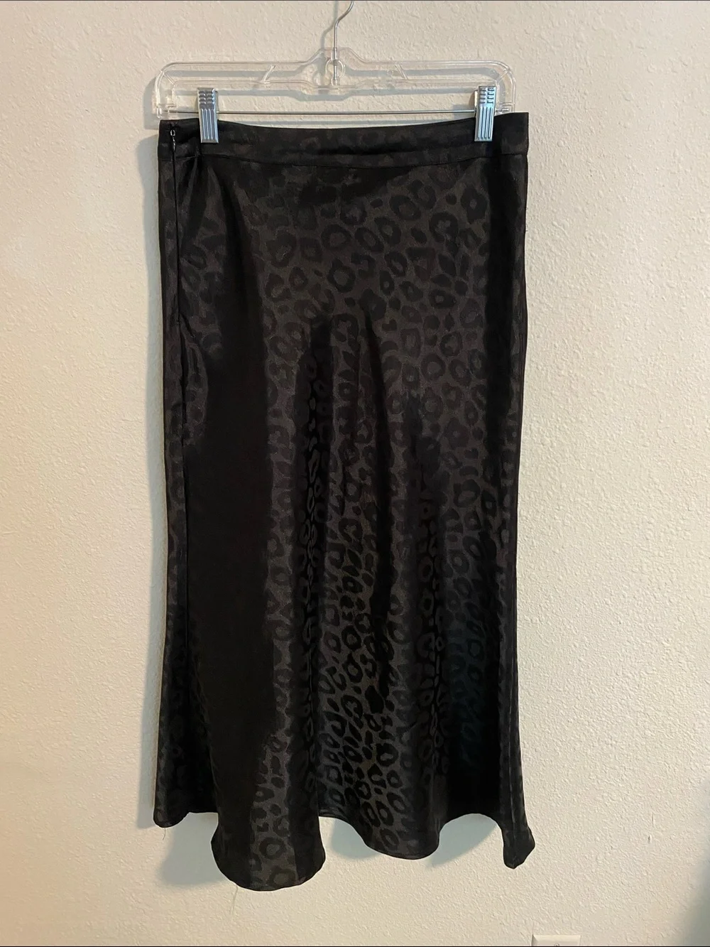 SHEIN | Skirts | Black Leopardprint Satin Midi Skirt | Poshmark